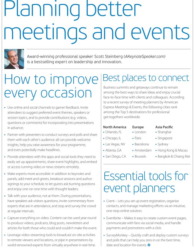 Business Speakers | Scott Steinberg: Meeting and Event Planner Tips